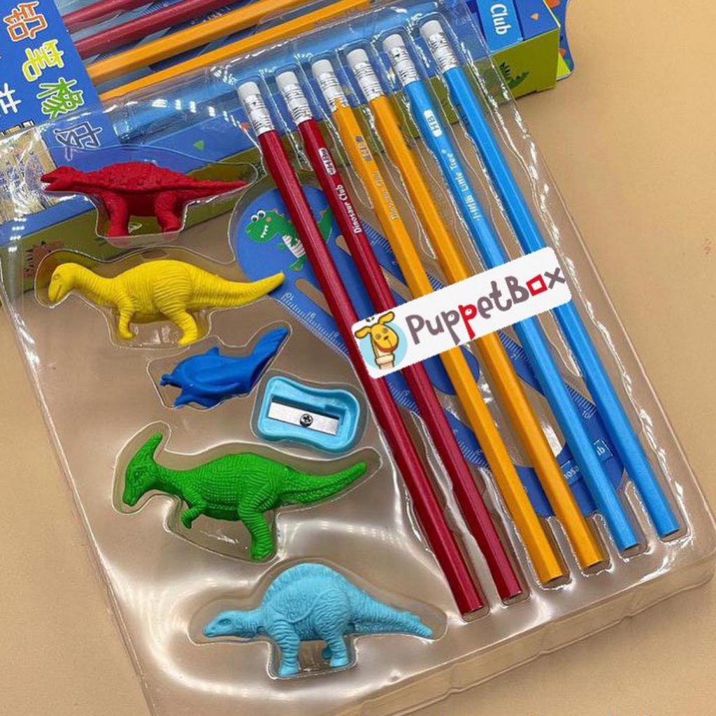 Dinosaur theme Pencil Eraser Stationery Gift Pack - PuppetBox