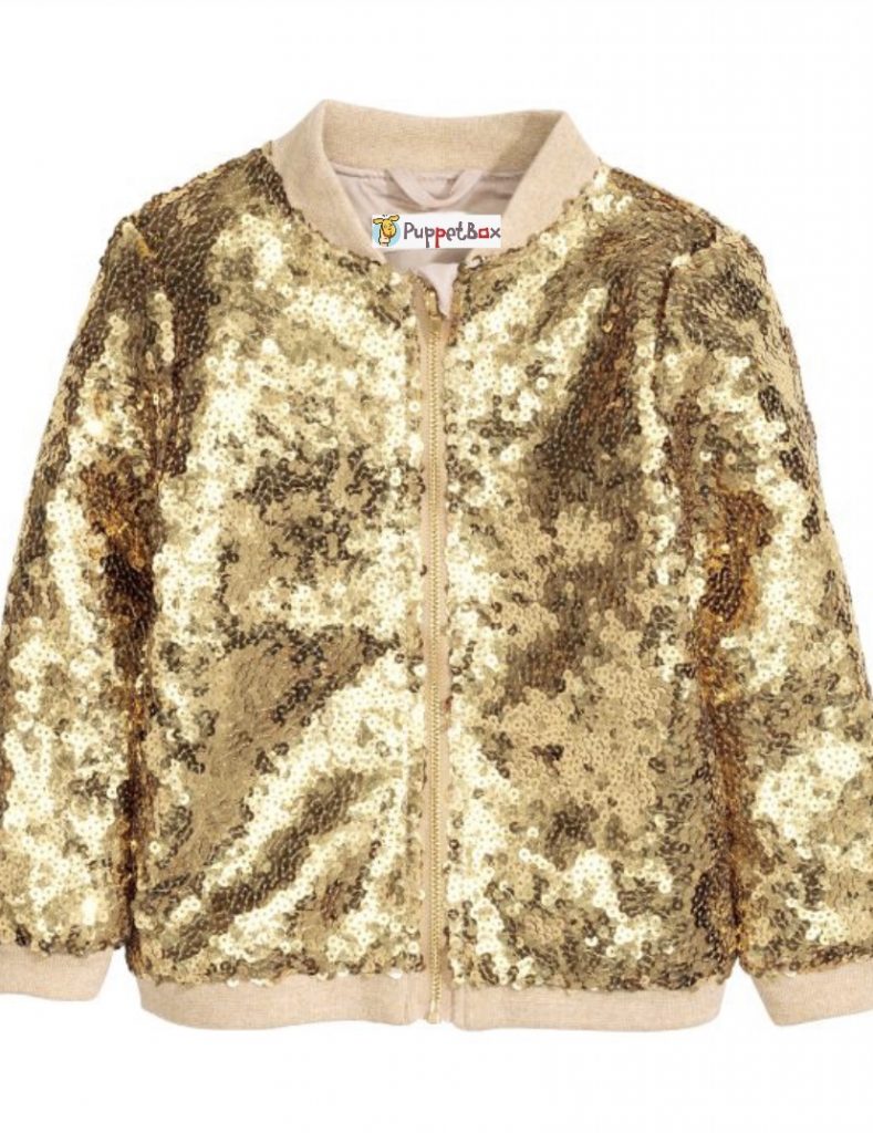 Gold Sequin Girls Kids Winter Jacket Children's Clothing - PuppetBox